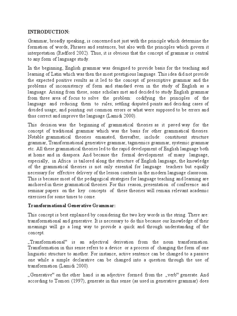 Transformational Grammar | PDF | Grammar | Syntax