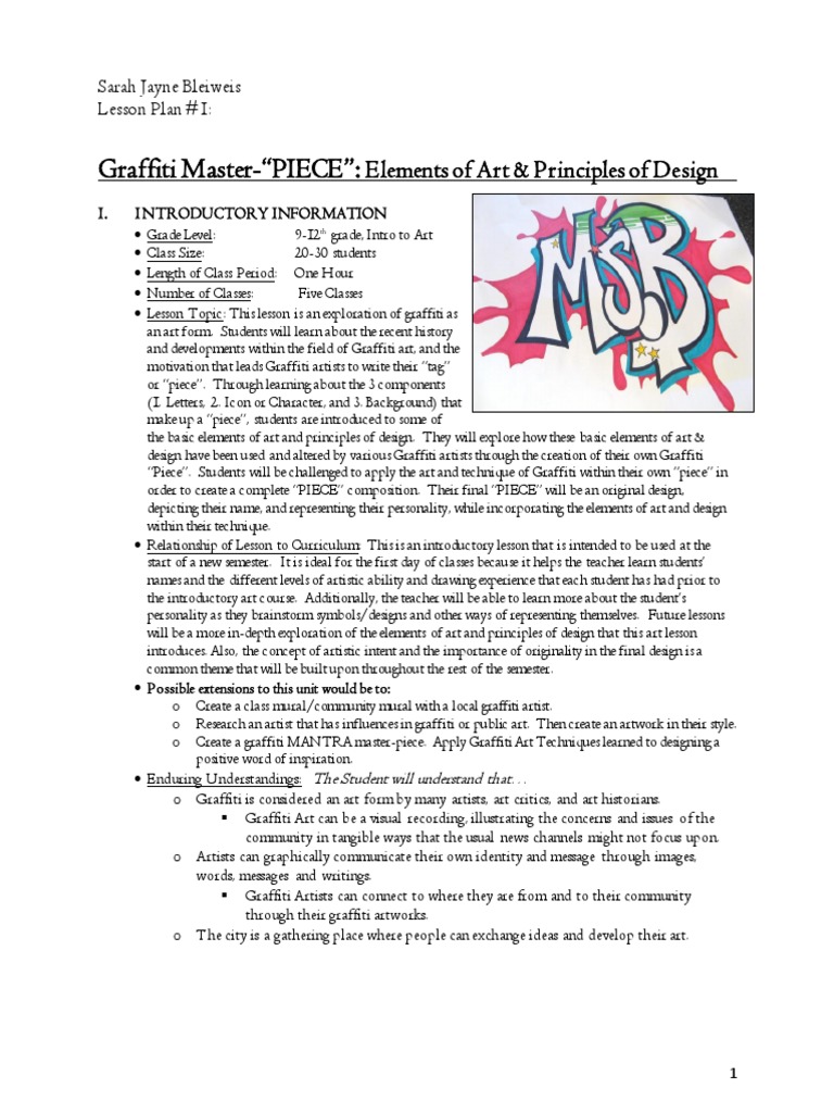 Graffiti Lesson Plan | PDF | Street Art | Graffiti