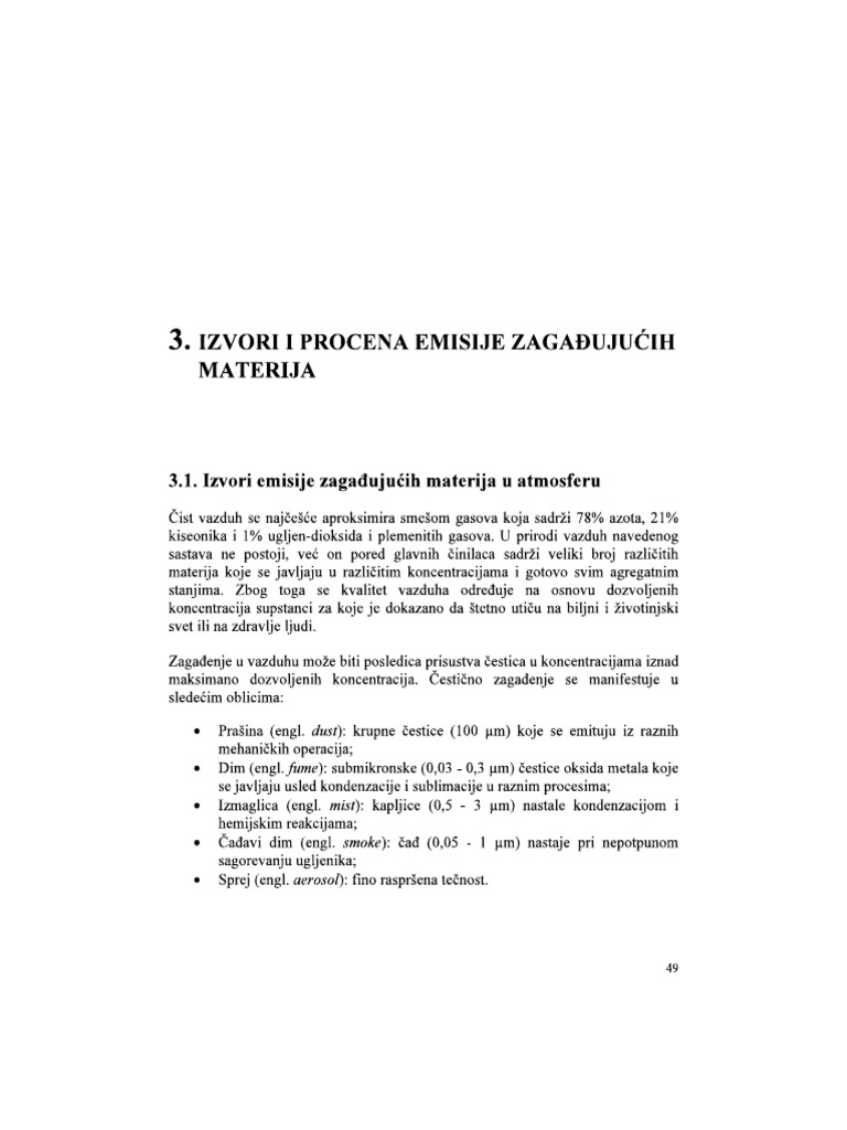 Izvori i procena emisije zagađujućih materija | PDF