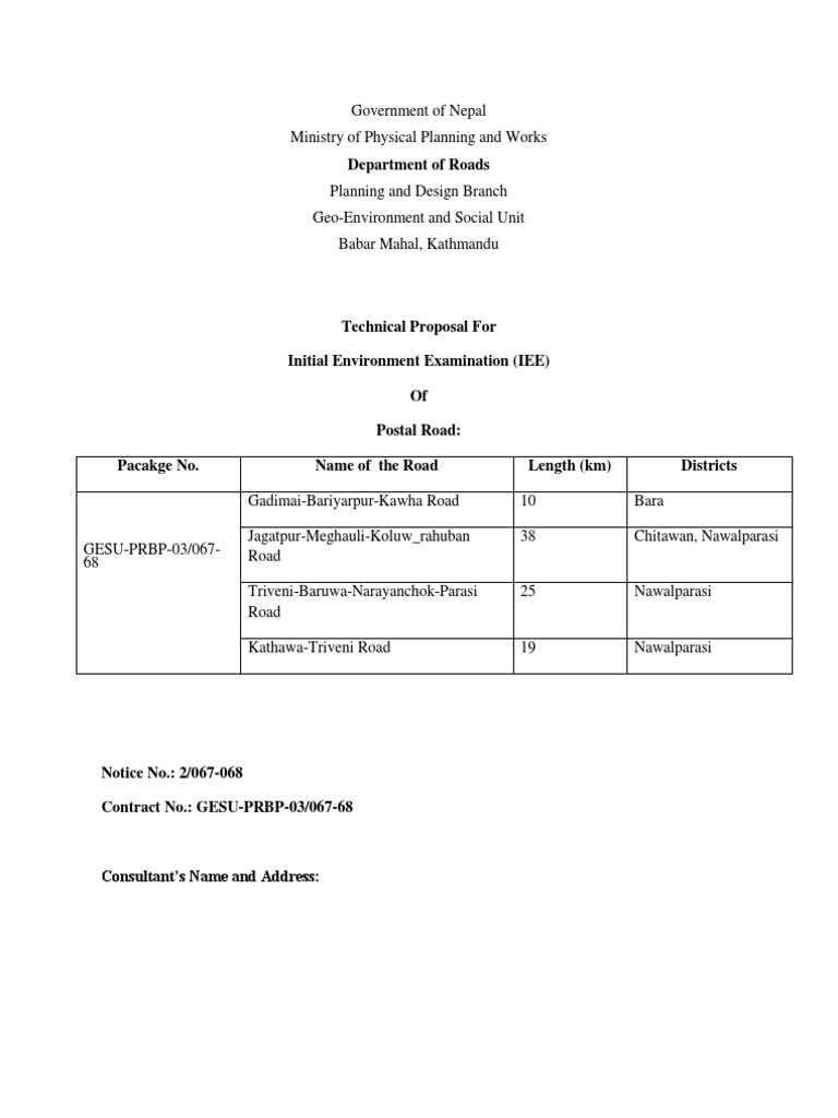 Technical Proposal of Road - 1 | PDF | Emergency Management | Topography