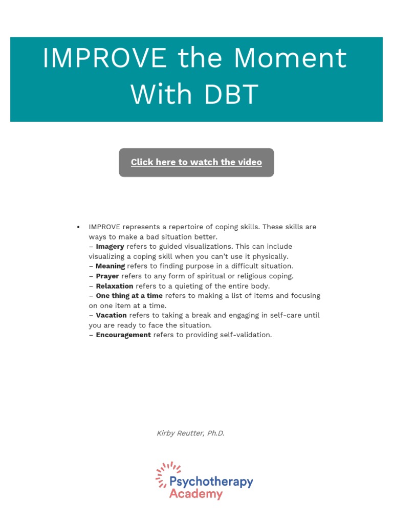 PDF Improve The Moment With DBT | PDF | Dialectical Behavior Therapy ...