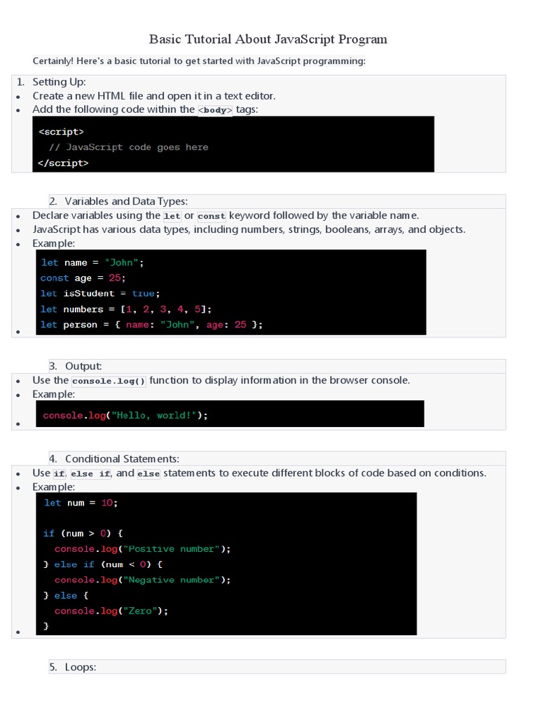 Basic Tutorial About JavaScript Program | PDF Basic Tutorial About JavaScript Program | PDF