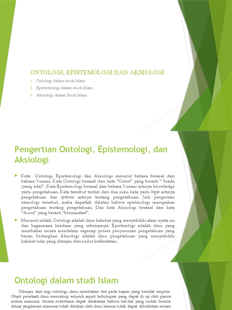 Ontologi, Epistemologi, Aksiologi | PDF