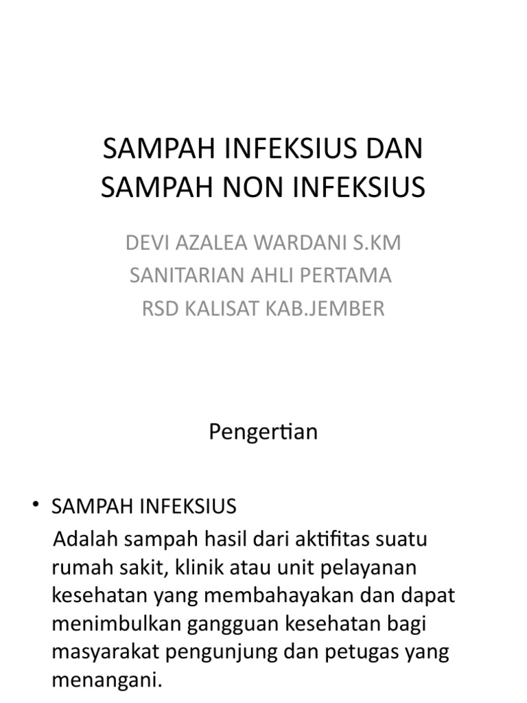 Sampah Infeksius Dan Sampah Non Infeksius | PDF | Pengembangan Diri ...