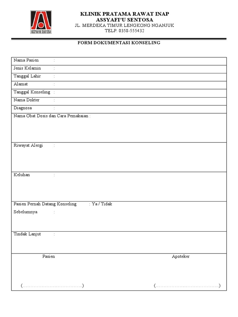 FORM DOKUMENTASI KONSELING | PDF