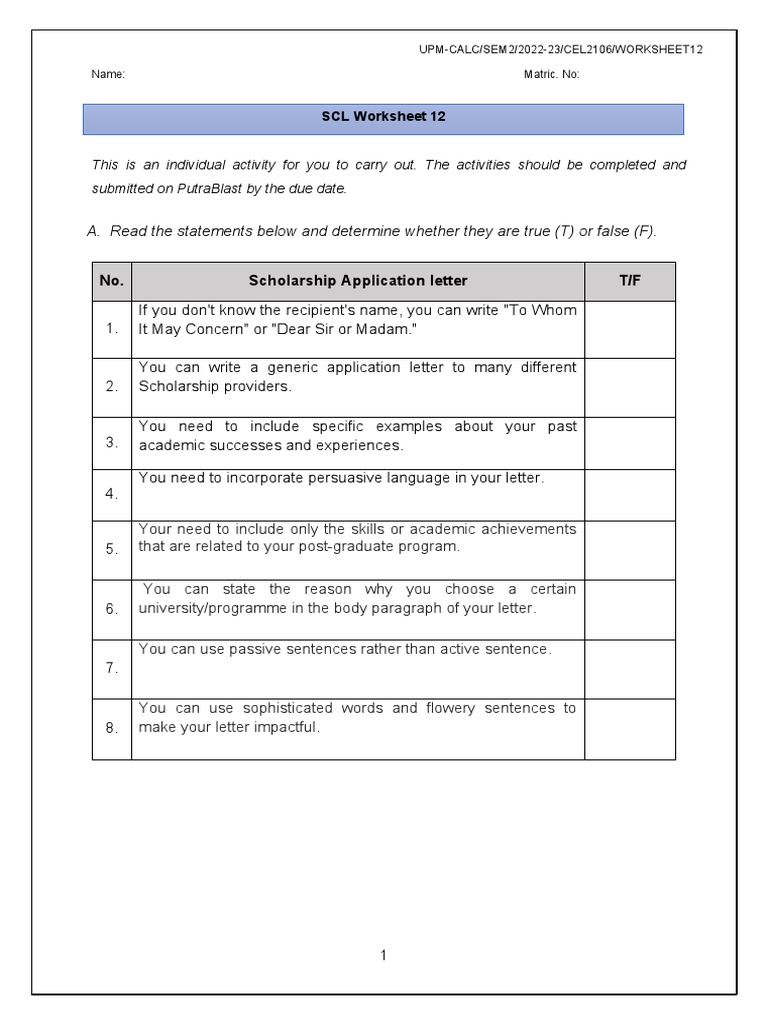 Cel2106 SCL Worksheet 12 | PDF | University | Sentence (Linguistics)