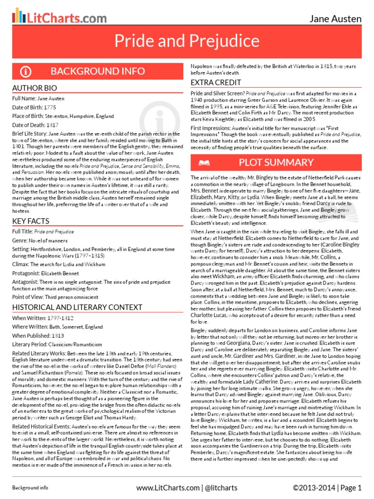 Pride and Prejudice-LitCharts | PDF | Pride And Prejudice | Mr. Darcy