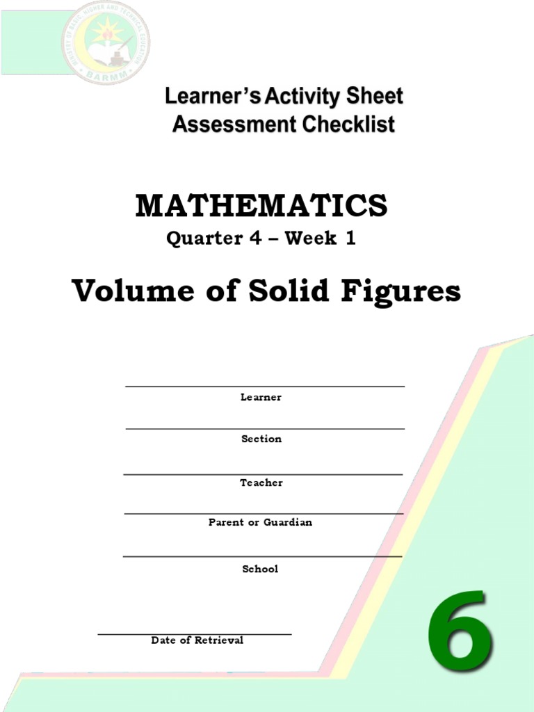 Mathematics 6 | PDF | Volume | Area