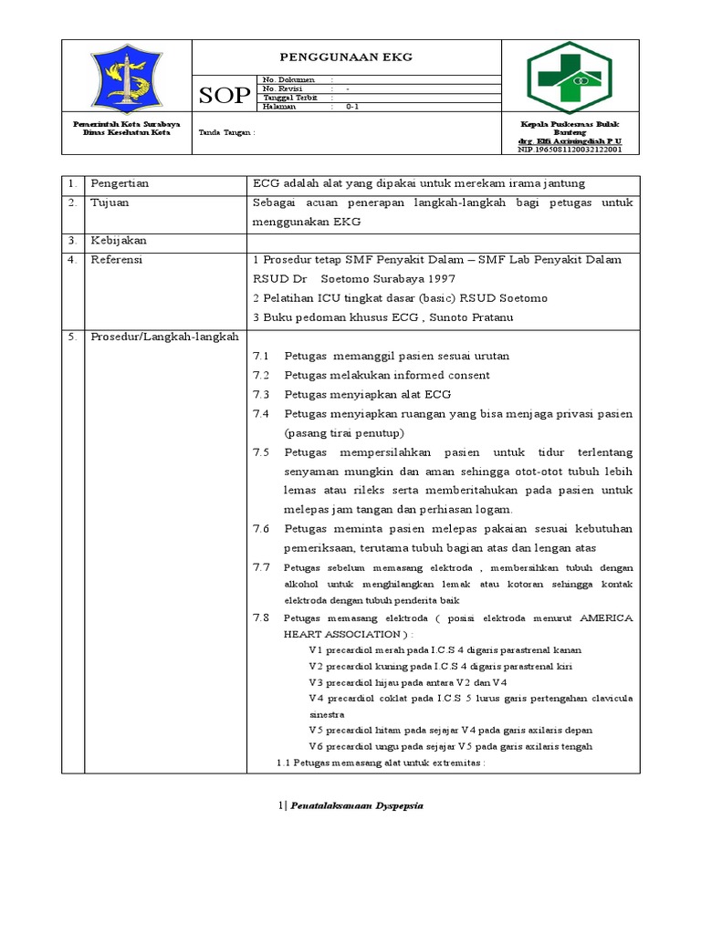 Sop Penggunaan Ekg | PDF