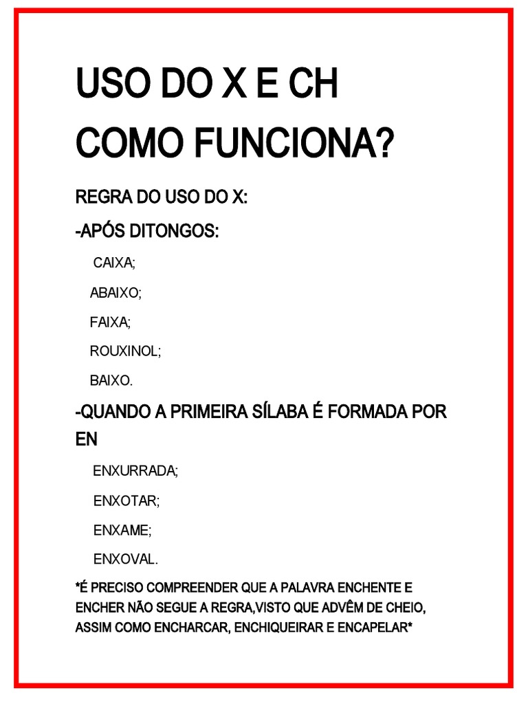 Uso Do x e Ch Como Funciona | PDF