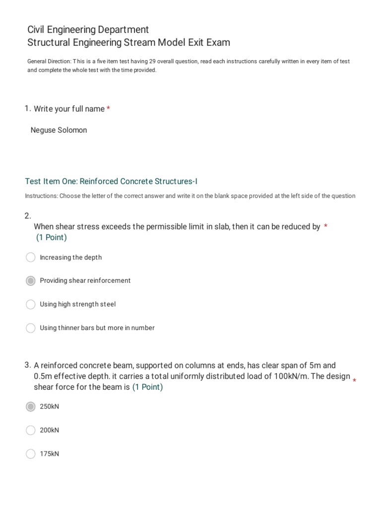 Civil Engineering Exit Exam Overview | PDF | Beam (Structure) | Deep ...