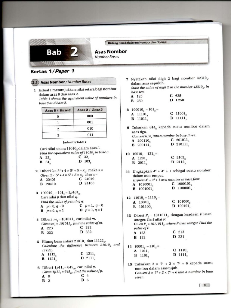 Math Form 4 Bab 2 Latihan Asas Nombor Part 2 | PDF