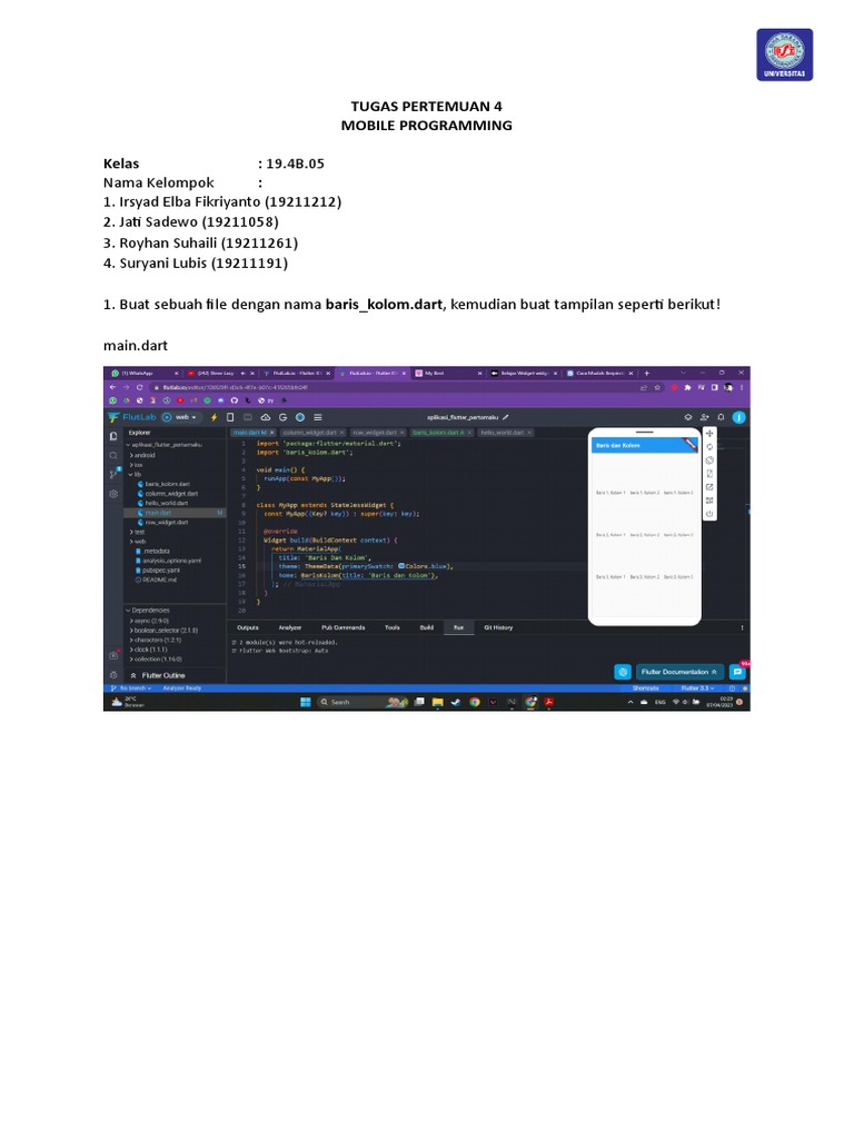 Mobile Programming - Tugas Pertemuan 4 | PDF