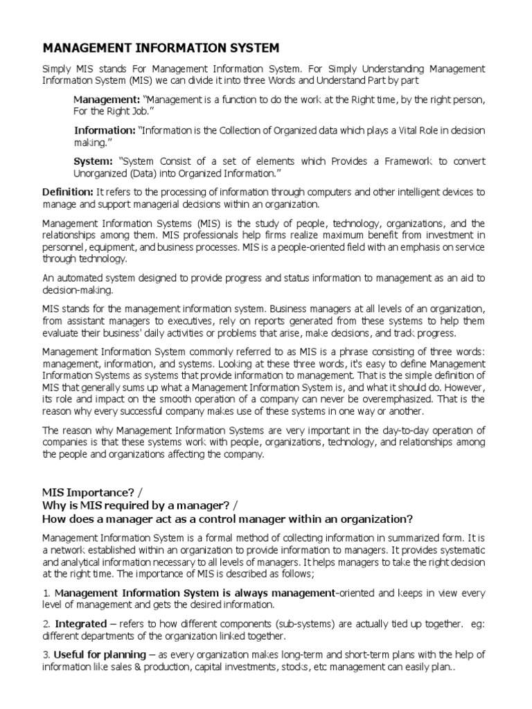 Management Information System | PDF | Information System | Information