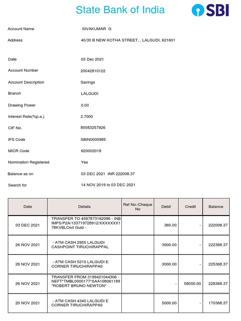 Account Statement | PDF | Debit Card | Automated Teller Machine