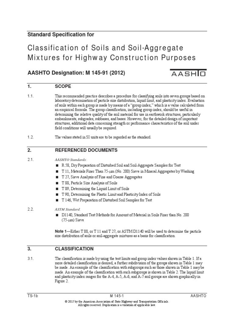 Classification of Soils and Soil-Aggregate Mixtures For Highway Construction Purposes | Download ...