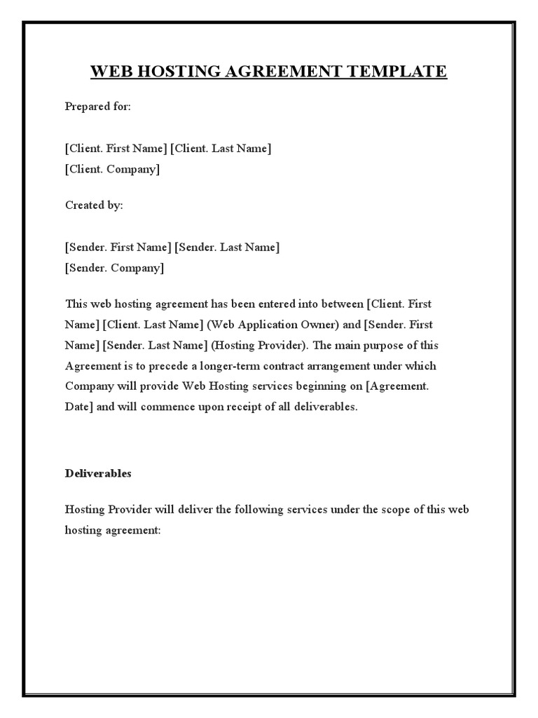 Web Hosting Agreement Template | PDF | Government | Civil Law (Legal ...