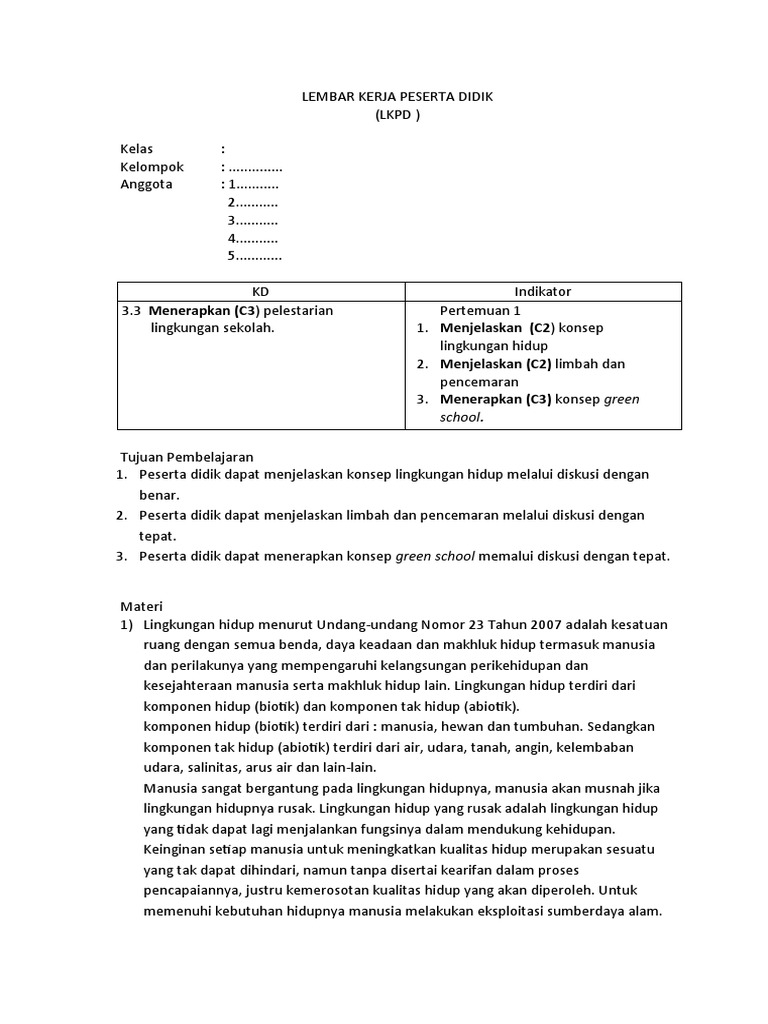 LKPD - RPP 1 - Pert 2 (Kompos) | PDF
