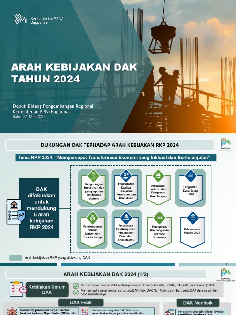 Deputi Bidang Pengembangan Regional - Arah Kebijakan DAK 2024 | PDF