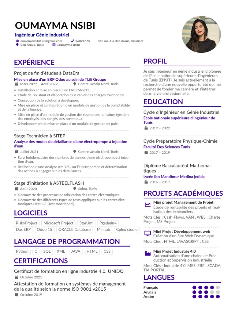 Ingénieur en Génie Industriel - Oumayma Nsibi | PDF | Internet ...