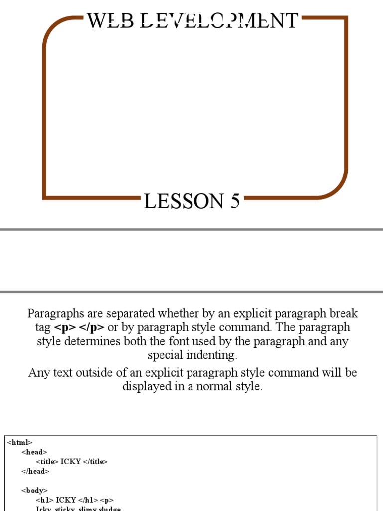 Lesson 5 Plain HTML Code and Attributes | PDF