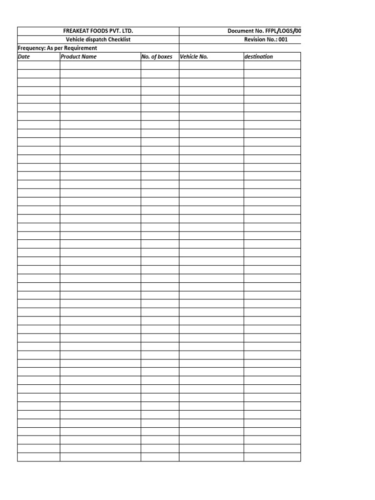 Vehicle Dispatch Checklist | PDF