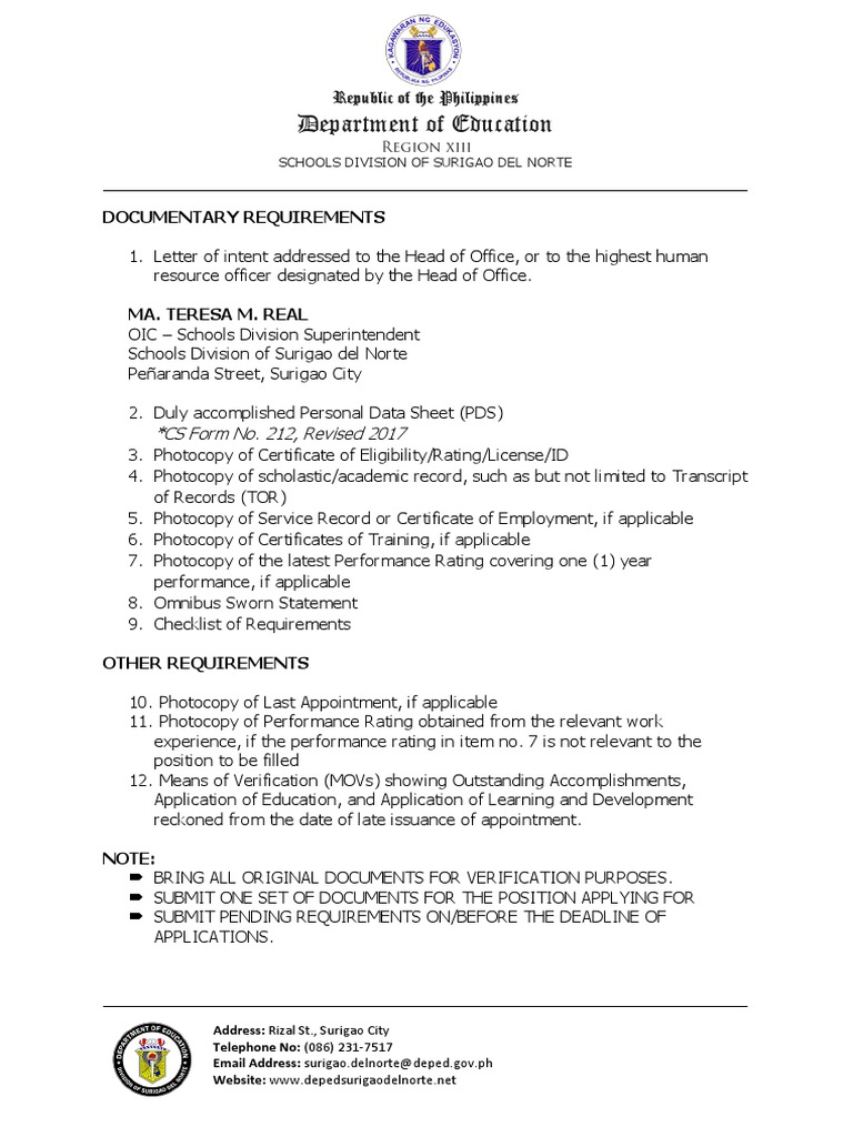 Documentary Requirements | PDF | Teachers | Academic Degree