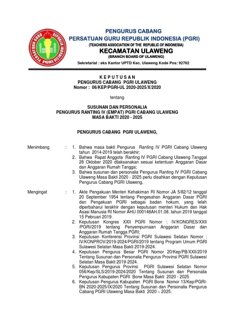 SK Pgri Ranting Iv | PDF