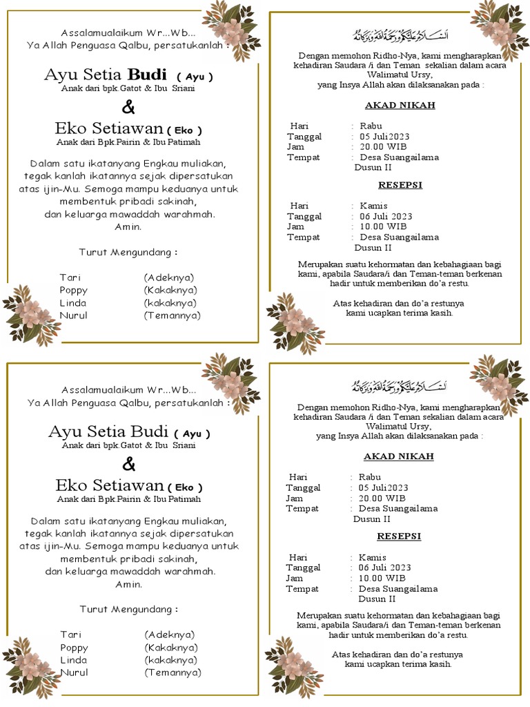 undangan muda mudi bagian dalam | PDF