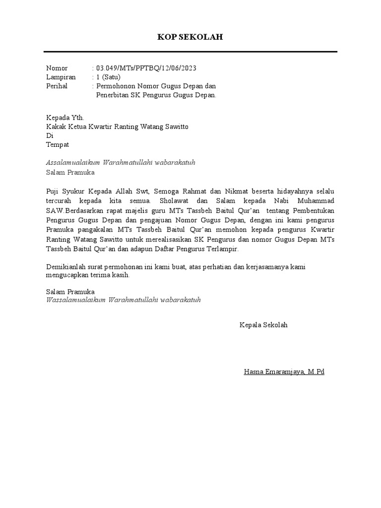 Permohonan SK Dan Nomor Gudep | PDF