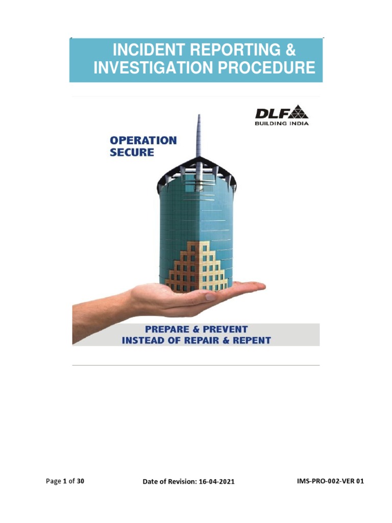 IMS-PRO-002 VER 01 - Incident Reporting & Investigation Procedure | PDF ...