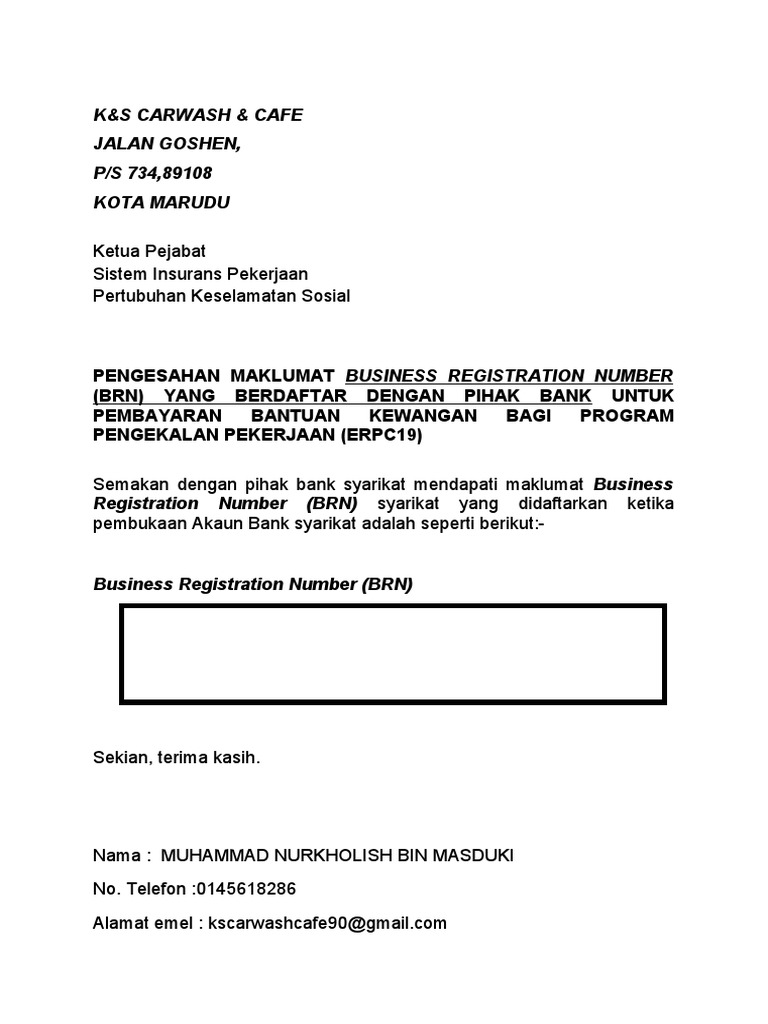 Business Registration Form BRN - 13 April 2020 | PDF