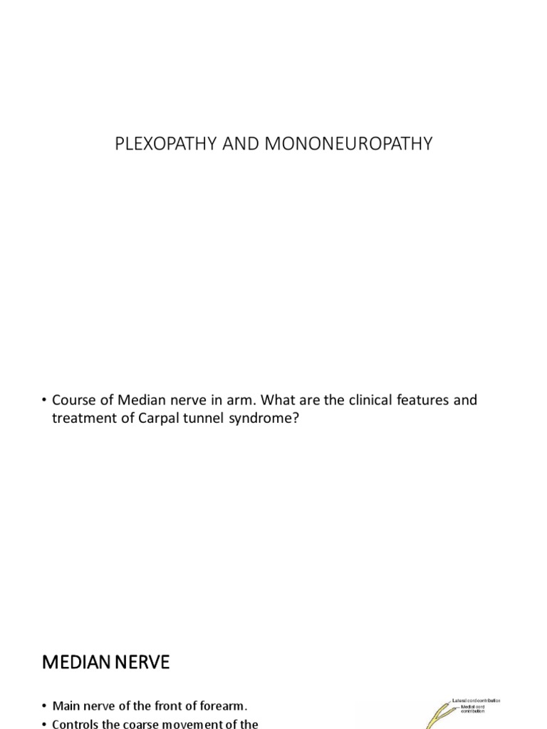 Plexopathy and Mononeuropathy | PDF | Arm | Hand
