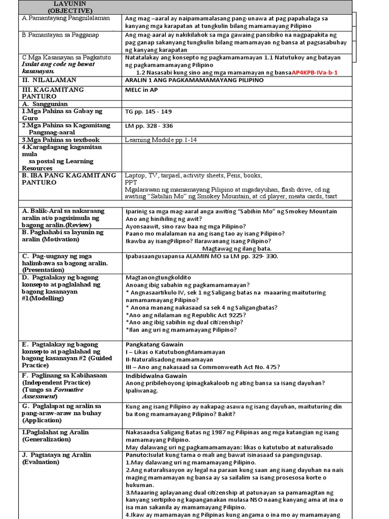 Isulat Ang Code NG Bawat Kasanayan.: Ap4Kpb-Iva-B-1 | PDF