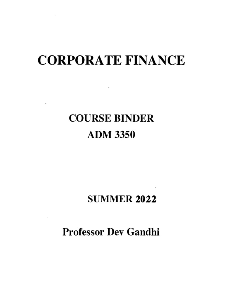 ADM3350 Corporate Finance Binder | PDF | Financial Capital ...