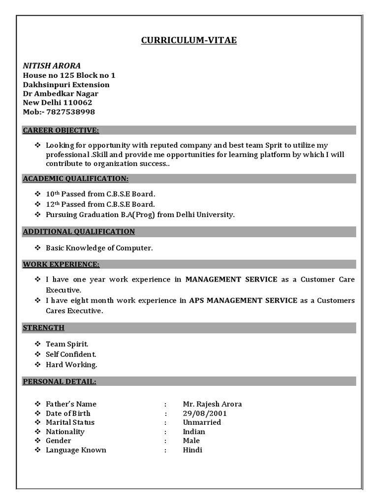 Curriculum-Vitae: Nitish Arora | PDF