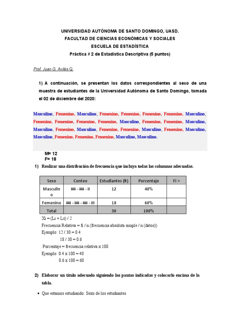 Práctica # 2 - Estadistica Descriptiva | PDF