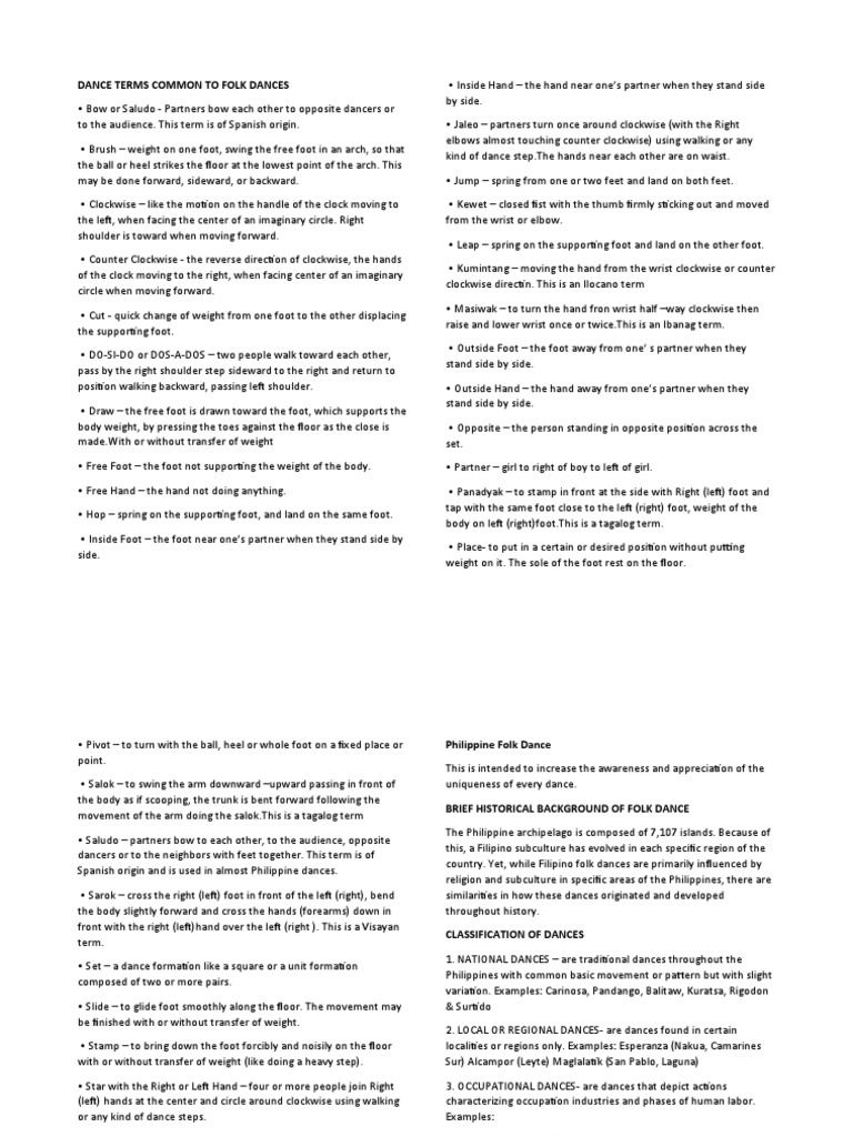 Pe Notes Pdf Foot Dances