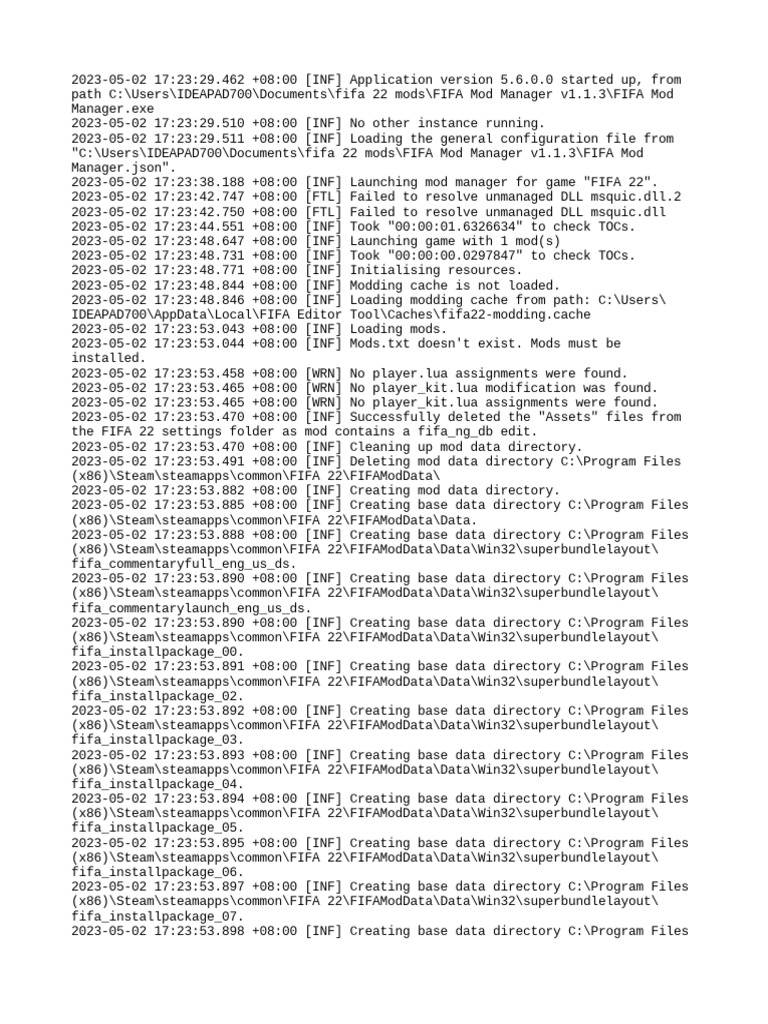 FIFA Mod Manager Log20230502 | PDF