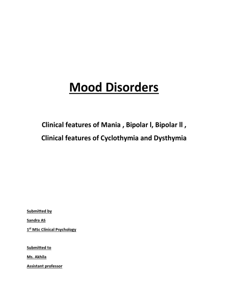 Mood Disorders 2nd Sem | PDF | Bipolar Disorder | Mania