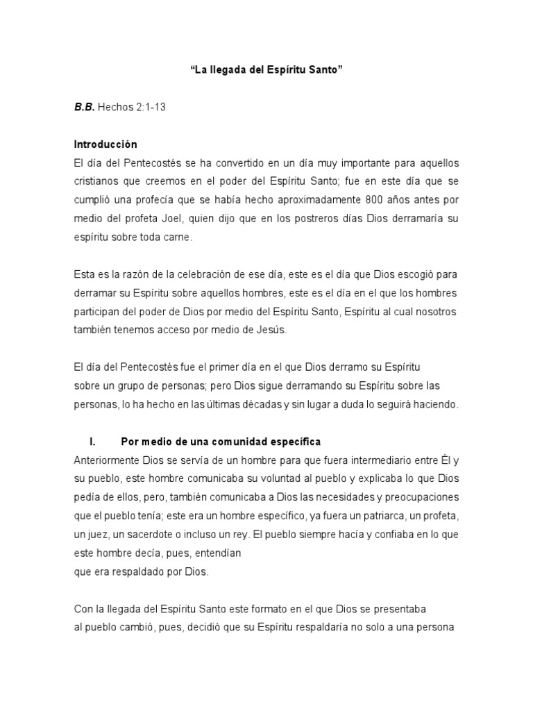 La Llegada Del E.S. | PDF | espíritu Santo | Jesús