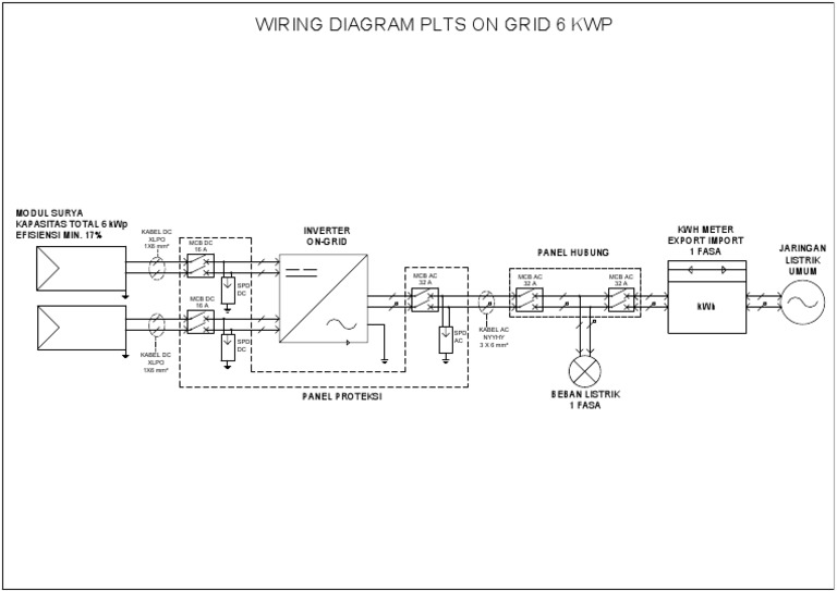 Wiring Diagram PLTS On Grid 6 KWP | PDF