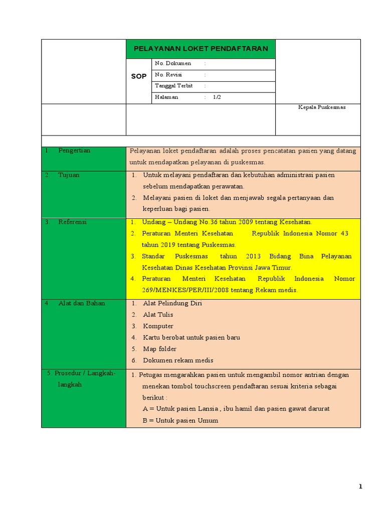 SOP Pelayanan Loket | PDF