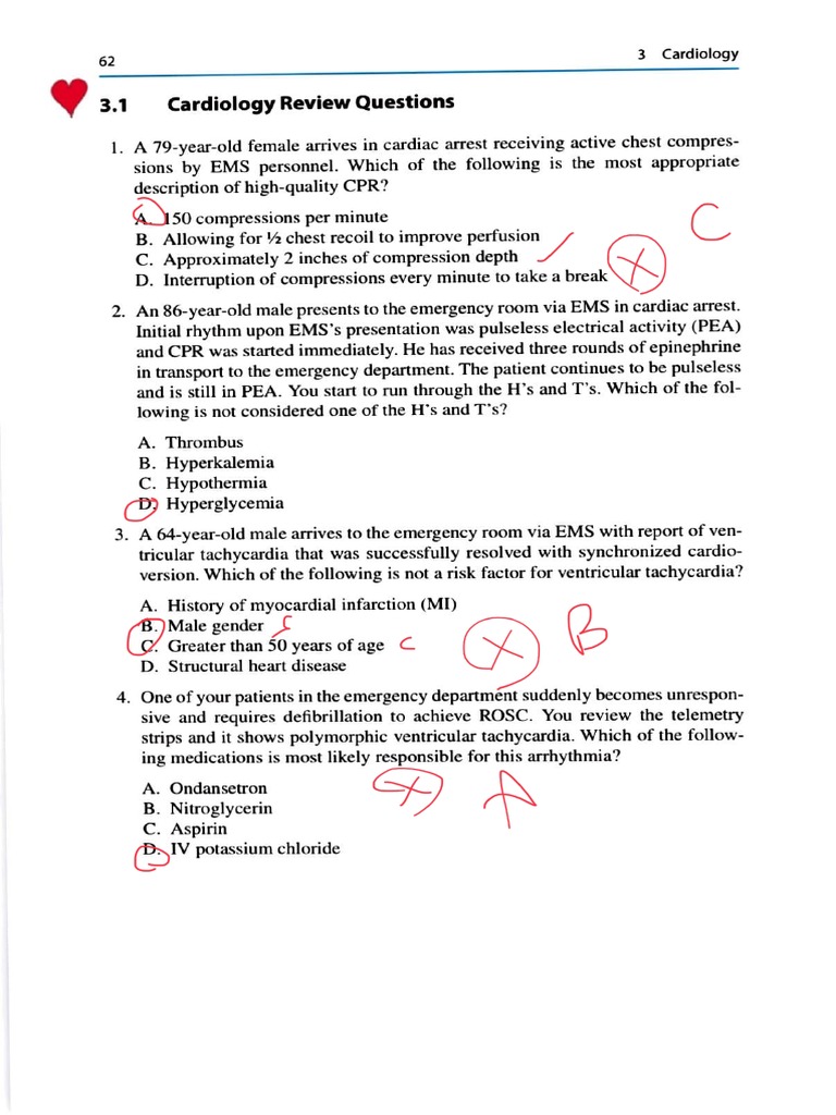 Cardiology Questions | PDF | Cardiopulmonary Resuscitation | Heart