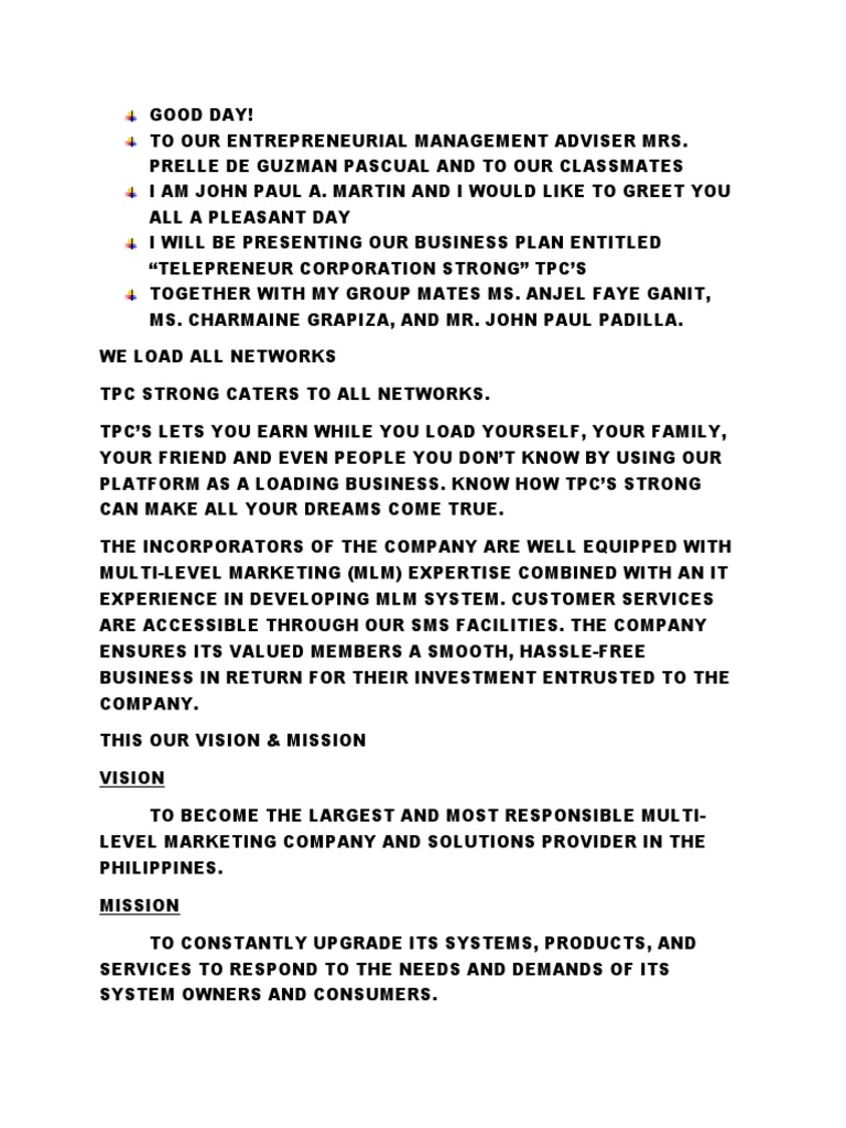 Script For TPC | PDF | Multi Level Marketing | Business
