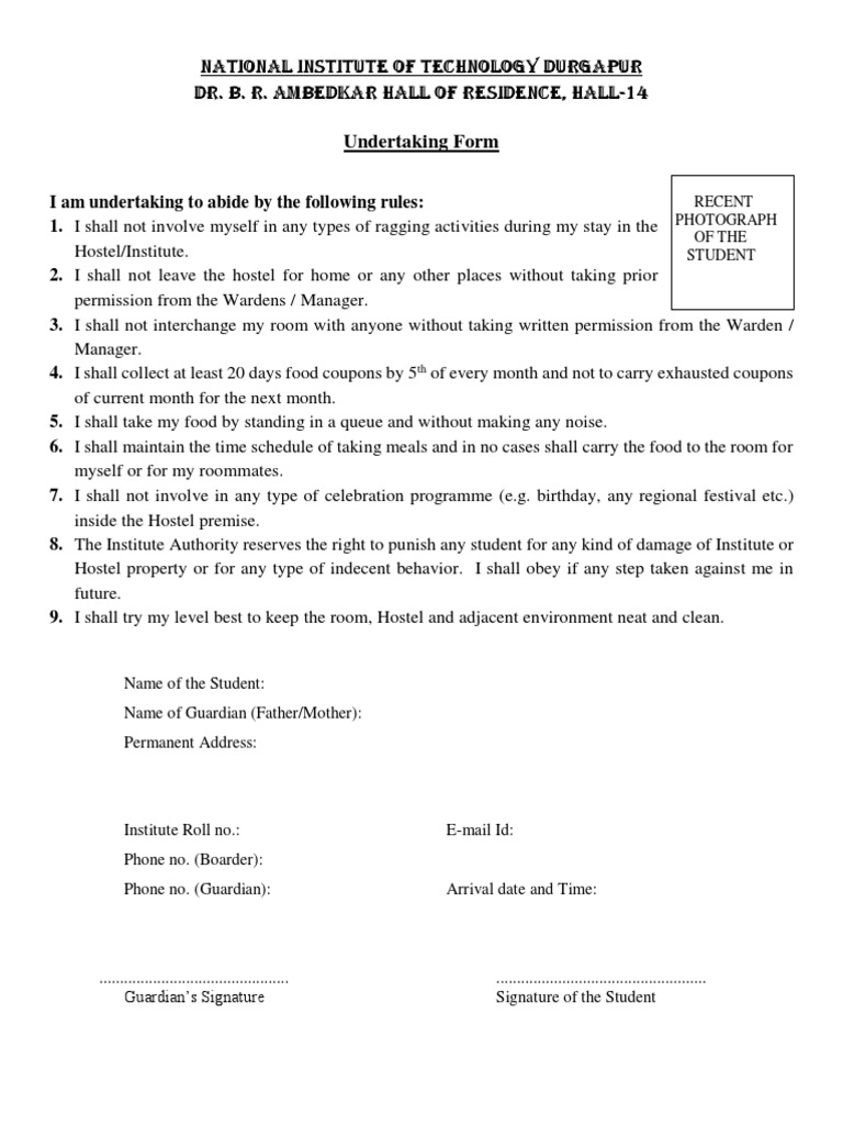 Hall 14 Undertaking Form | PDF