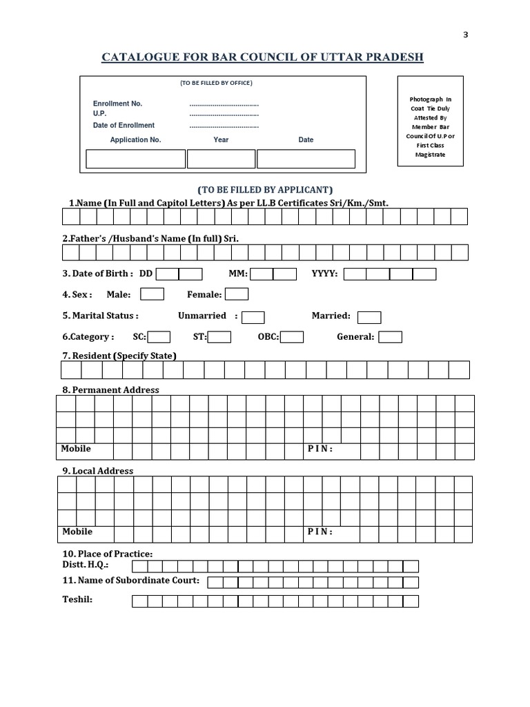 Advocate Registration Formnew1 | PDF | Practice Of Law | Justice