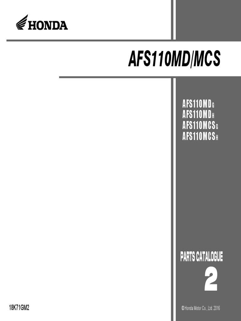 Honda AFS110 Parts Catalogue 2016 | PDF | Bracket | Car Body Styles