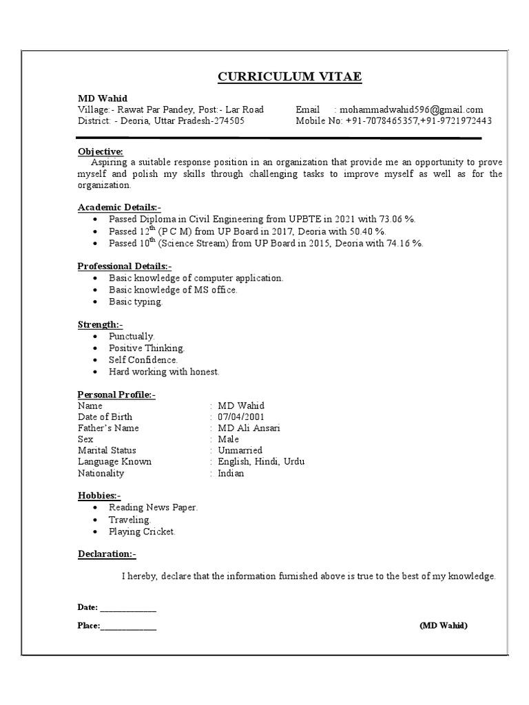 MD Wahid CV | PDF MD Wahid CV | PDF