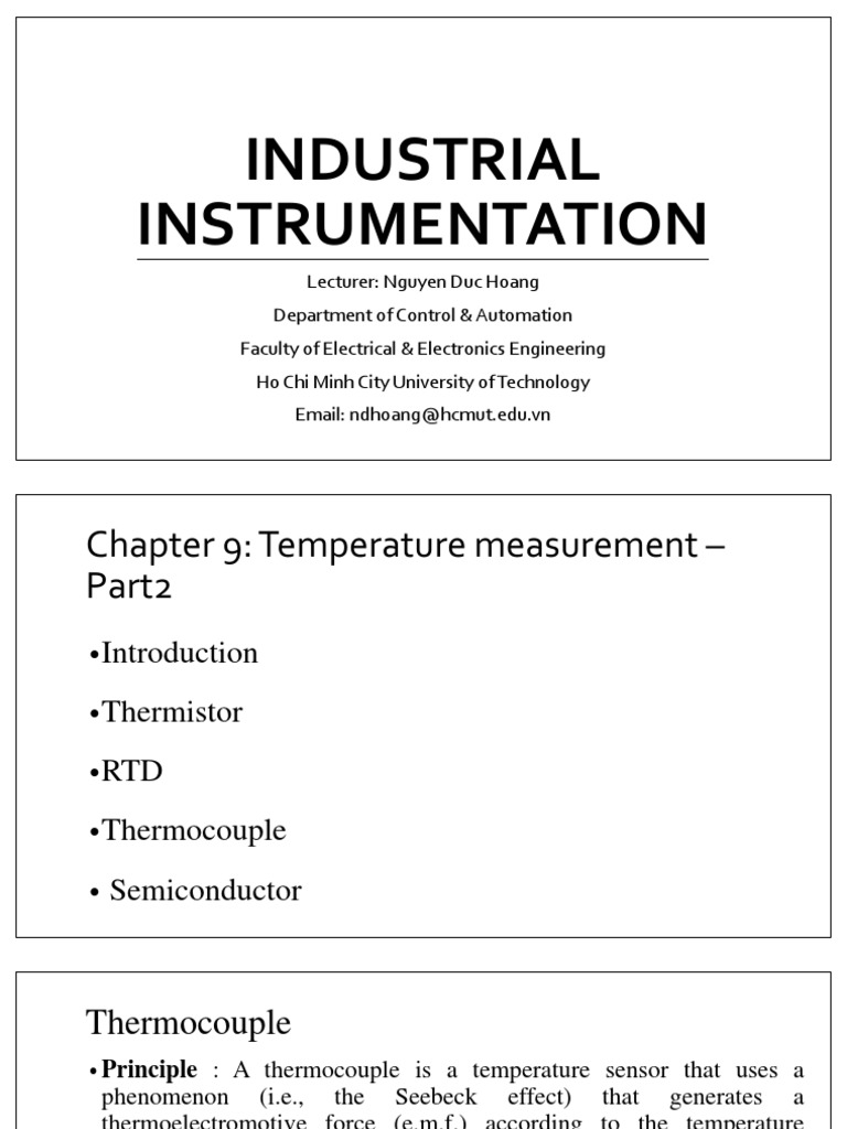 Industrial Instrumentation | PDF | Thermocouple | Electrical Resistance And Conductance